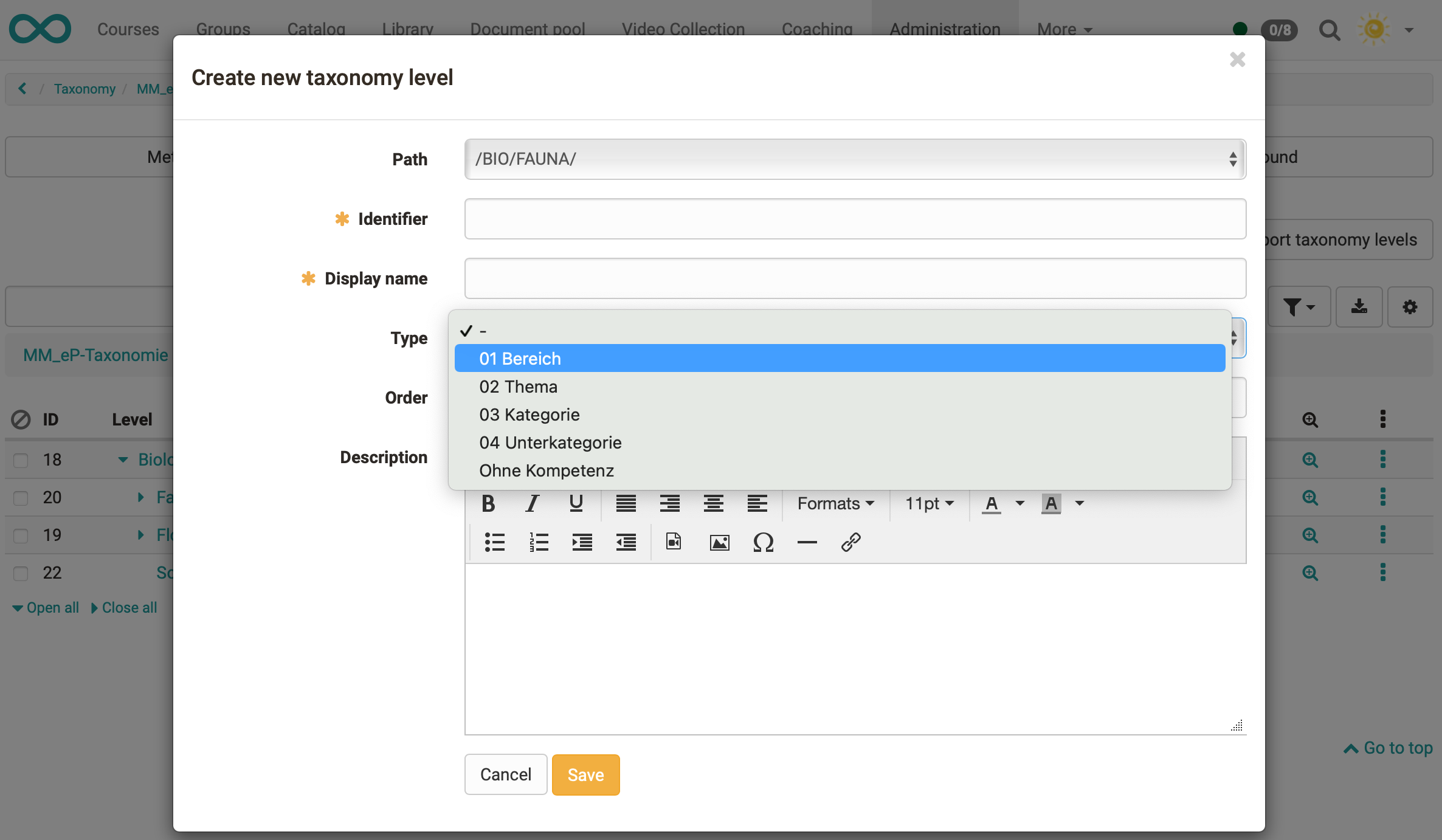 Module Taxonomy - OpenOlat Documentation
